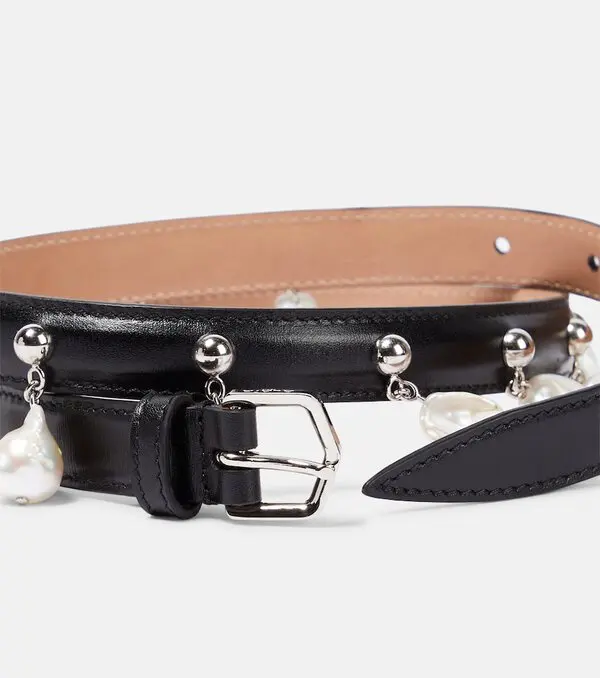 Alaïa Faux Pearl-embellished Leather Belt