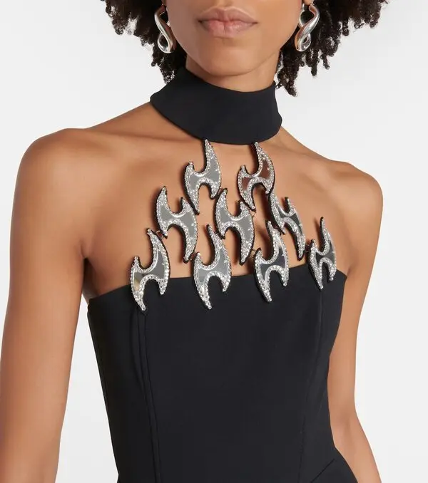 David Koma Crystal-embellished Asymmetric Gown