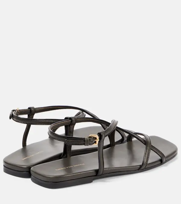 Dries Van Noten Leather Square Open Toe Platform Sandals