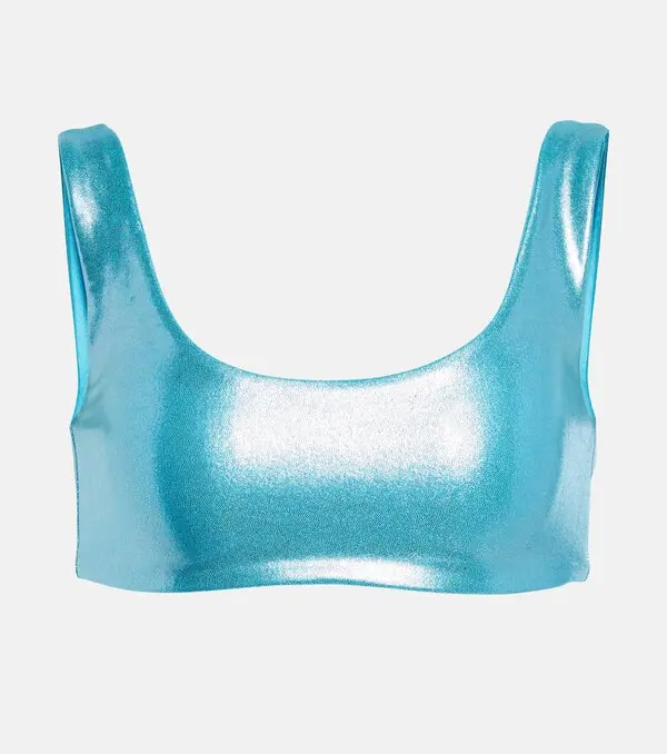 Jade Swim Rounded Edges Bikini Top In Sherbet Terry - Blue