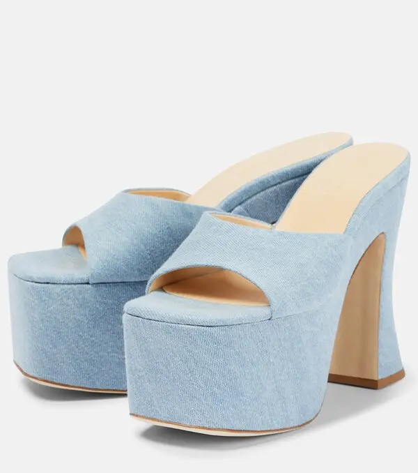 Magda Butrym Denim Platform Mules - Blue