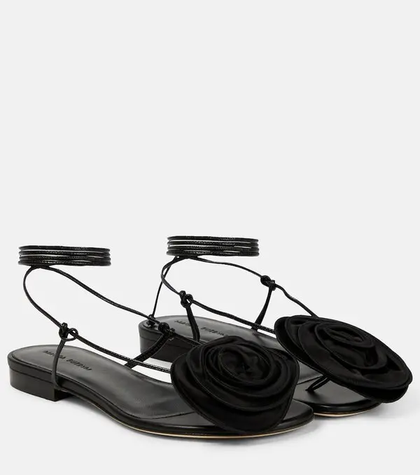 Magda Butrym Appliqué Leather Sandals - Black