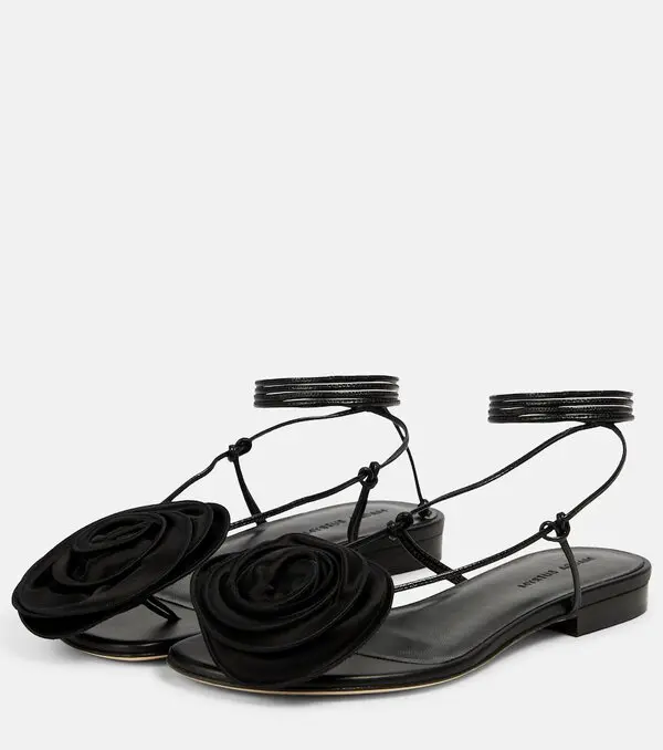 Magda Butrym Appliqué Leather Sandals - Black