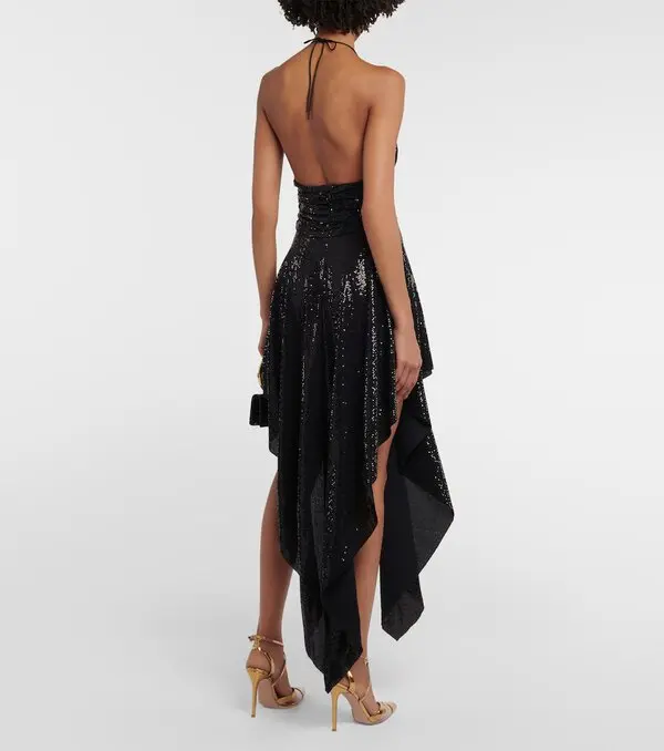 Alexandre Vauthier Sequined Halterneck Mini Dress - Black