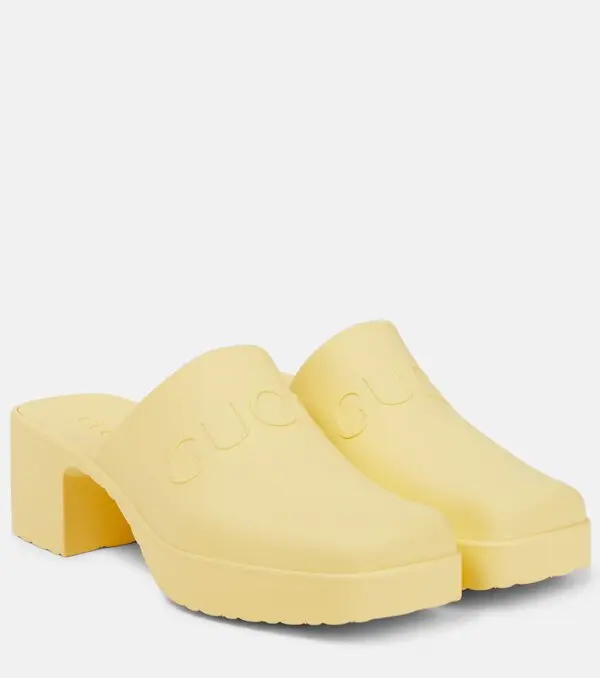 Gucci Logo Rubber Clogs Yellow Editorialist