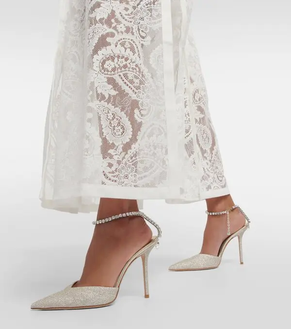 JIMMY CHOO Saeda 100 Embellished Glitter Pumps