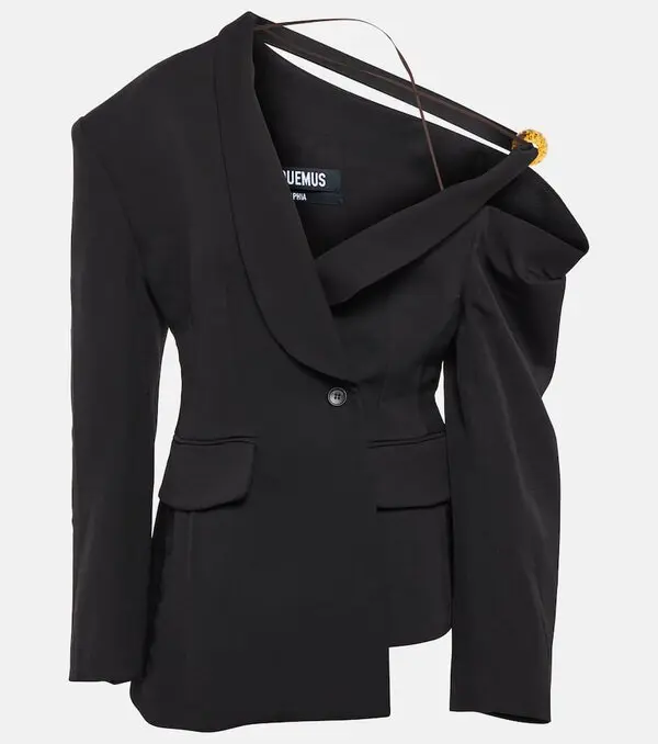 Jacquemus La Veste Baska Linen-Blend Blazer In Black - 30% Off