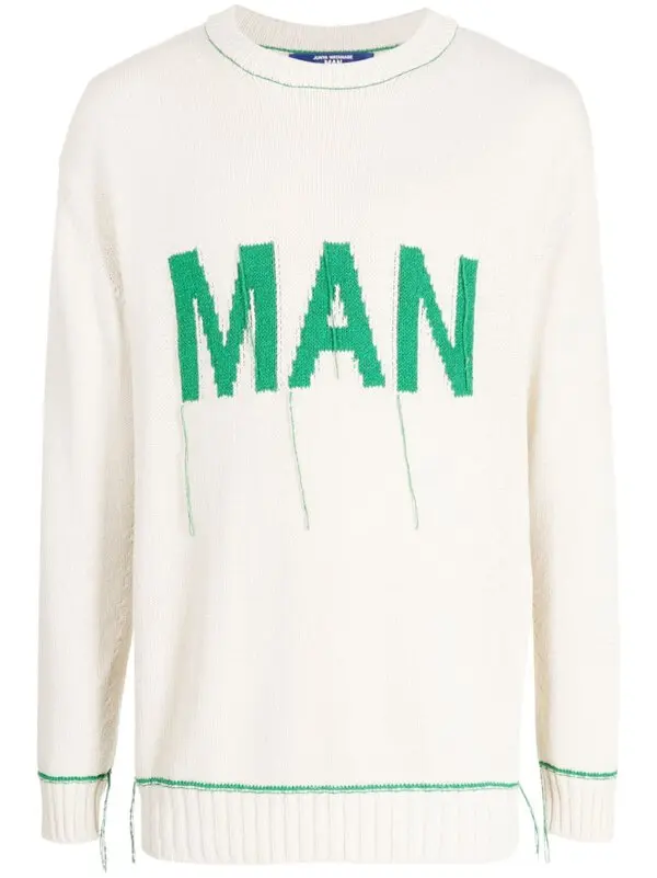 Junya Watanabe Jacquard-logo Knitted Sweatshirt - Neutrals