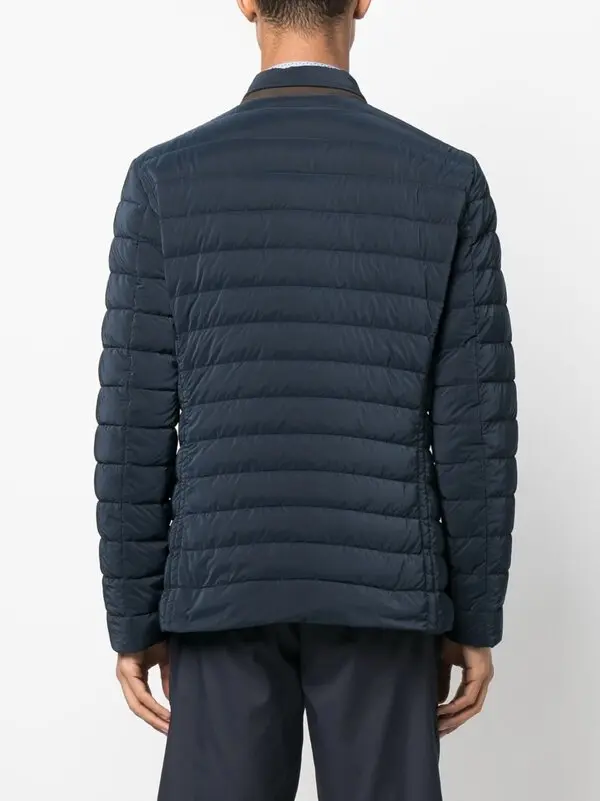 MOORER Quilted-finish Buttoned-up Coat - Blue