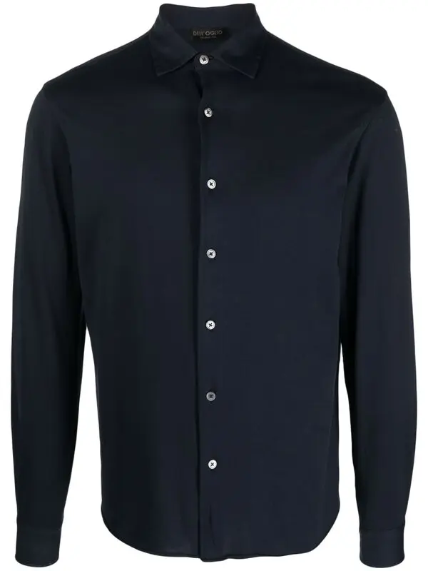 DELL'OGLIO Long-sleeve Cotton Shirt - Blue