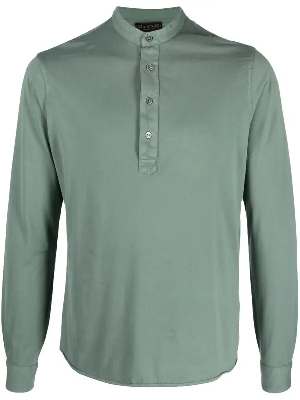DELL'OGLIO Band-collar Cotton Polo Shirt