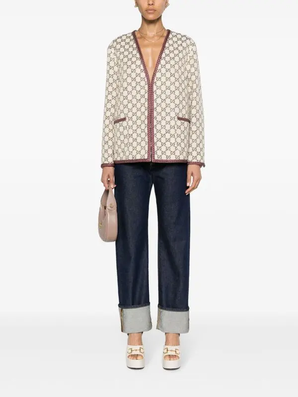 Gucci Gg-Jacquard Tweed Jacket - Neutrals | Editorialist