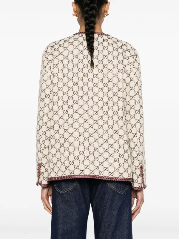 Gucci Gg-Jacquard Tweed Jacket - Neutrals | Editorialist