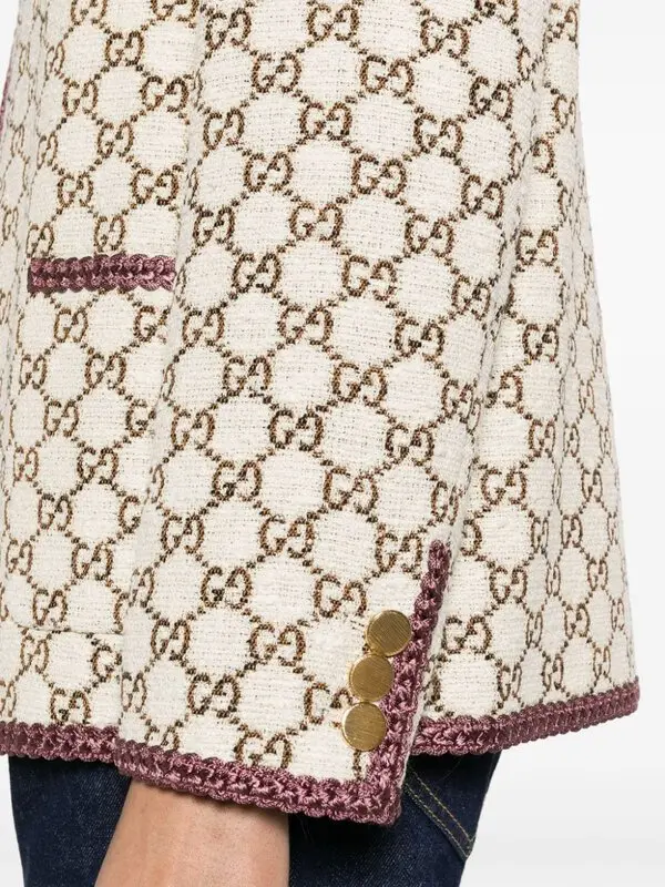 Gucci Gg-Jacquard Tweed Jacket - Neutrals | Editorialist