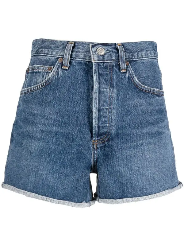 AGOLDE Rolled-hem Denim Shorts - Blue
