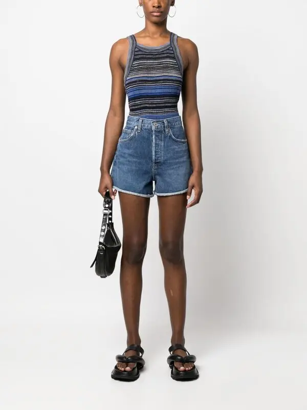 AGOLDE Rolled-hem Denim Shorts - Blue