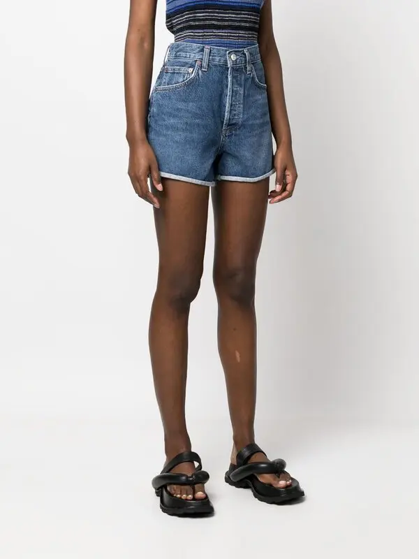 AGOLDE Rolled-hem Denim Shorts - Blue