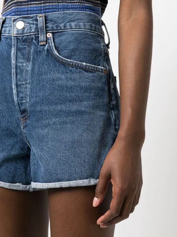 AGOLDE Rolled-hem Denim Shorts - Blue