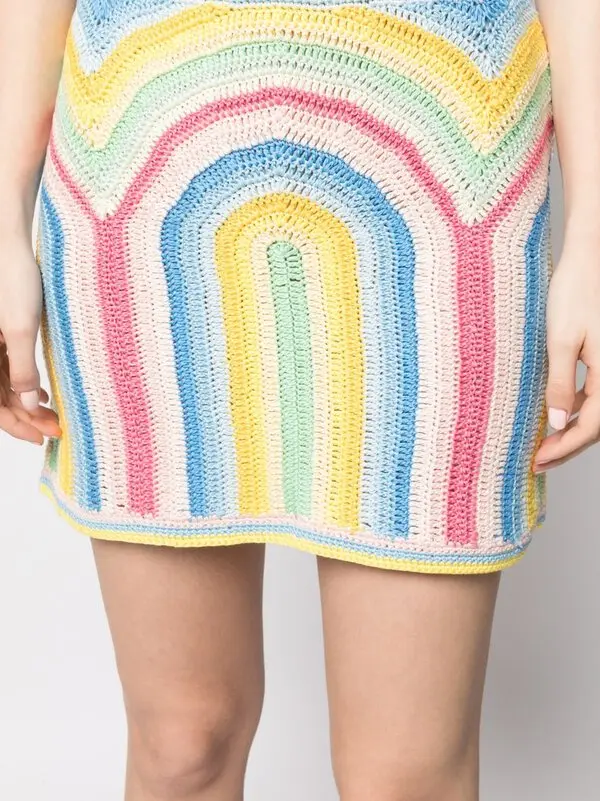 Casablanca Rainbow Crochet Mini Skirt