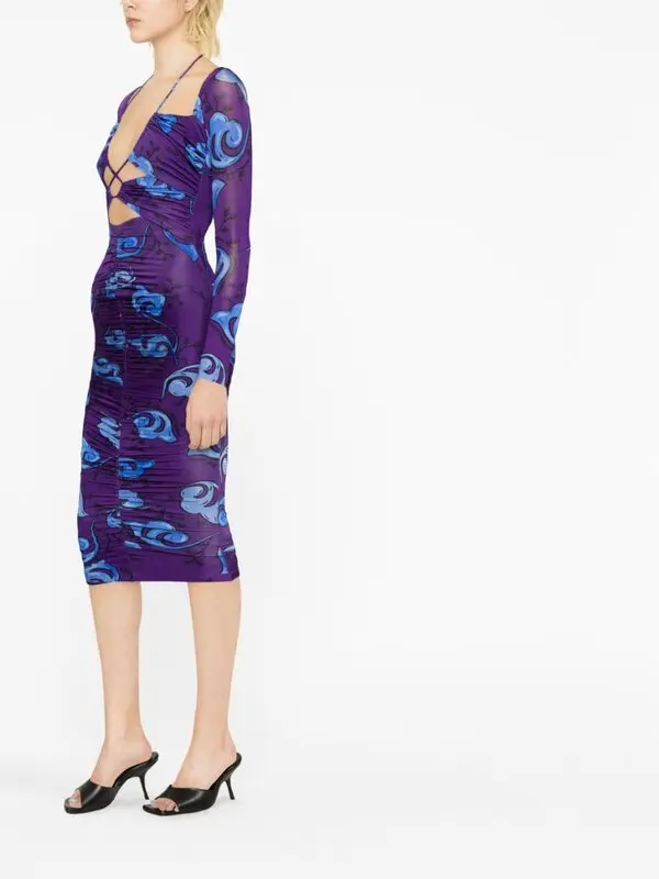 Versace Floral-print Midi Dress