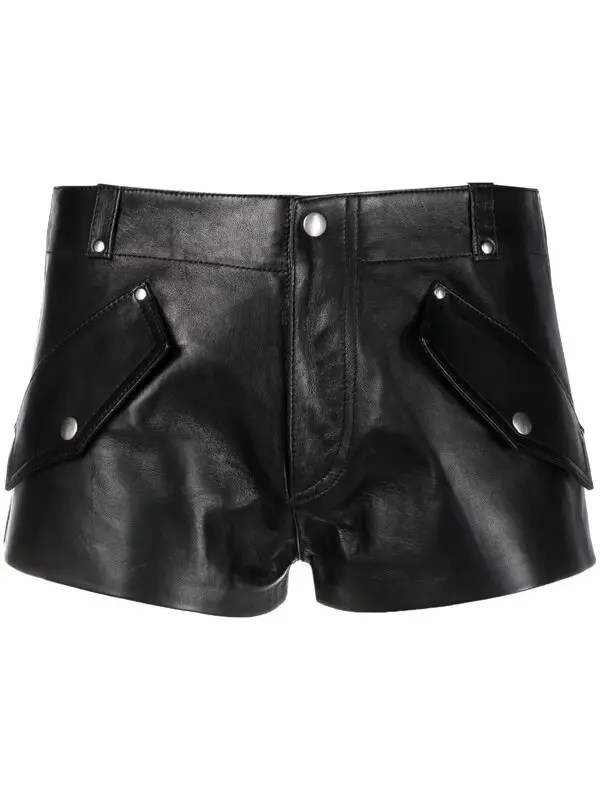 DURAZZI MILANO Flap-detail Mini Leather Shorts