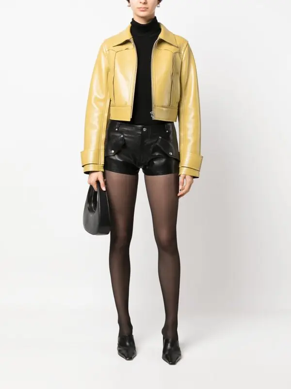 DURAZZI MILANO Flap-detail Mini Leather Shorts