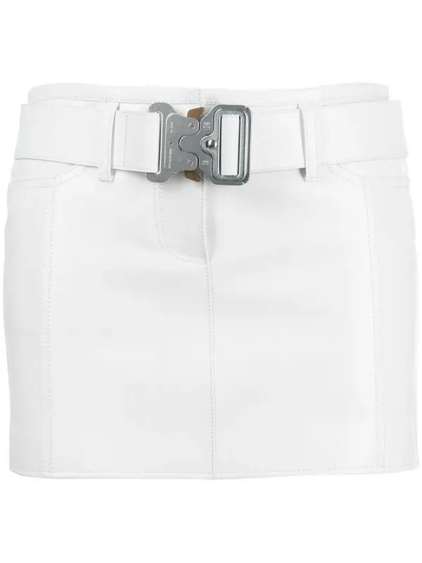 1017 Alyx 9sm Belted Leather Mini Skirt - White
