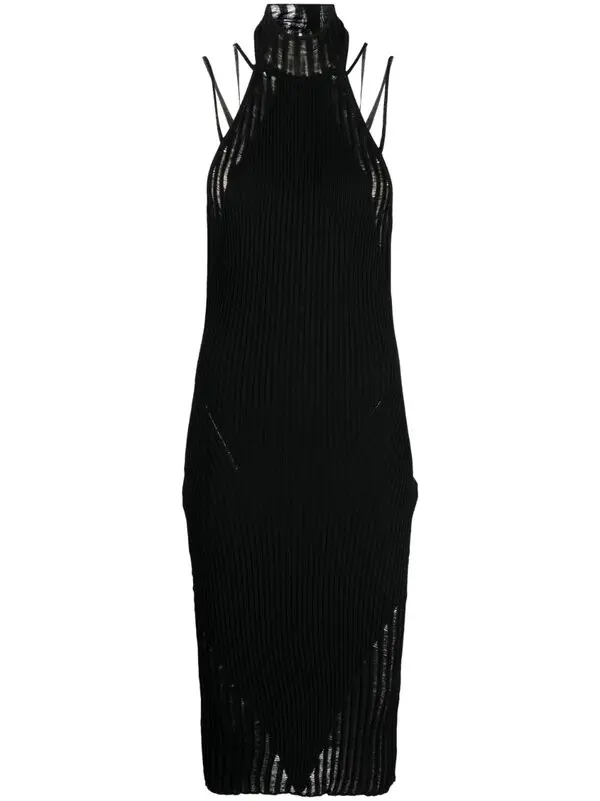 ANDREĀDAMO Halterneck Knitted Midi Dress - Black