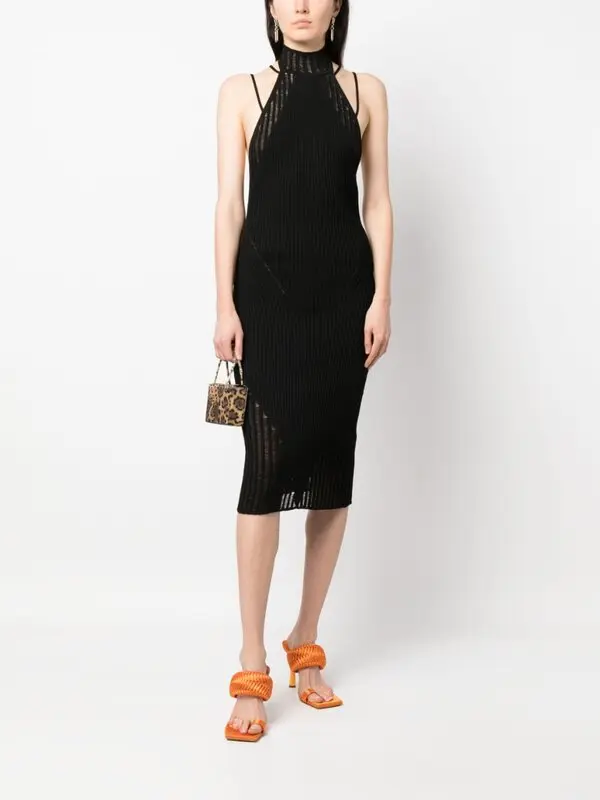 ANDREĀDAMO Halterneck Knitted Midi Dress - Black