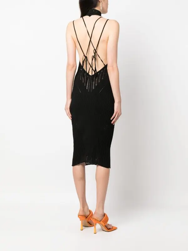 ANDREĀDAMO Halterneck Knitted Midi Dress - Black