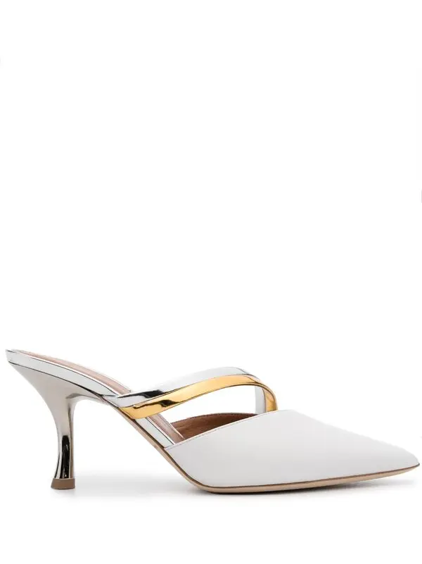 MALONE SOULIERS Pointed-toe 80mm Leather Mules - White