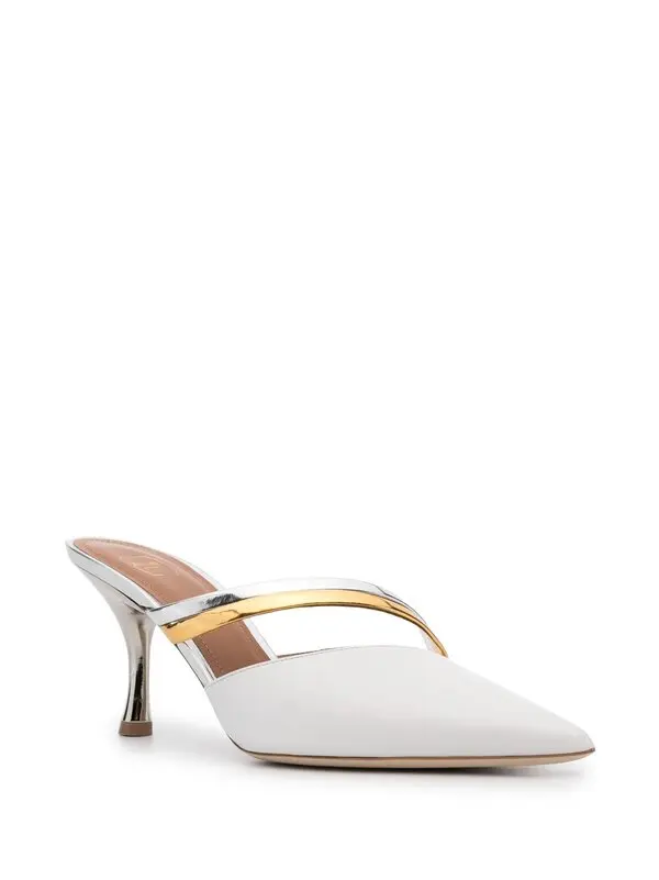 MALONE SOULIERS Pointed-toe 80mm Leather Mules - White