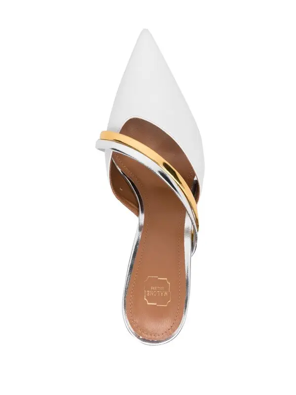 MALONE SOULIERS Pointed-toe 80mm Leather Mules - White