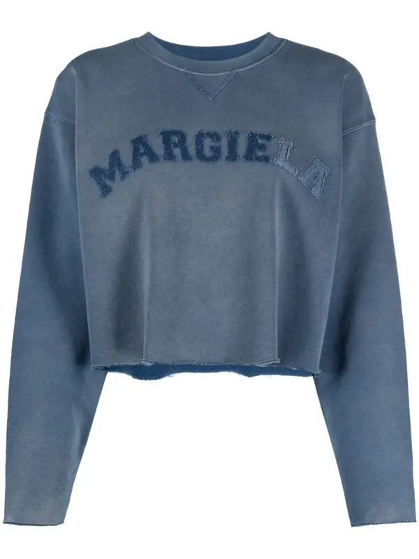 MAISON MARGIELA Logo-patch Cropped Sweatshirt - Blue