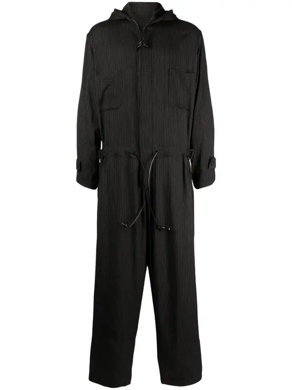 Yohji Yamamoto Hooded Zip-up Jumpsuit - Black