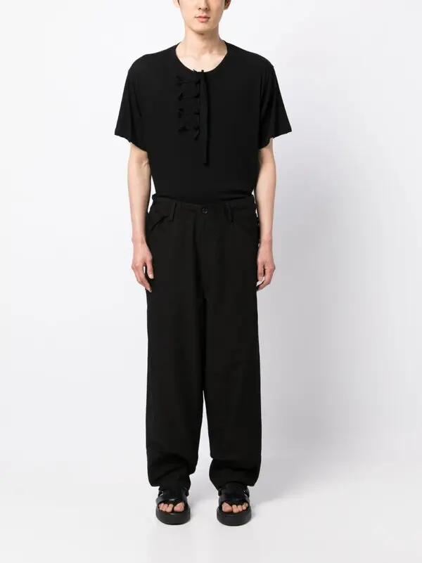 Yohji Yamamoto Side-button Cotton-blend Trousers