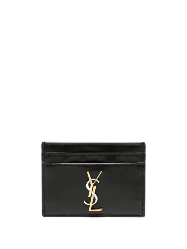 Saint Laurent Logo-plaque Leather Cardholder - Black