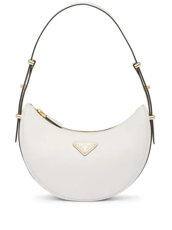 Prada Small Arqué Leather Shoulder Bag - White