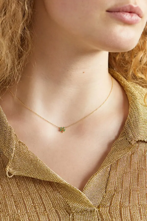 JENNIFER MEYER Mini Clover Emerald Necklace