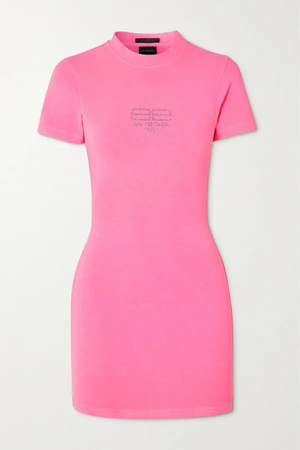 strapless open back dress 2000s Nicolas Ghesquiere Balenciaga Hot Pink Floral Rayon Blend Jersey Top main image 0
