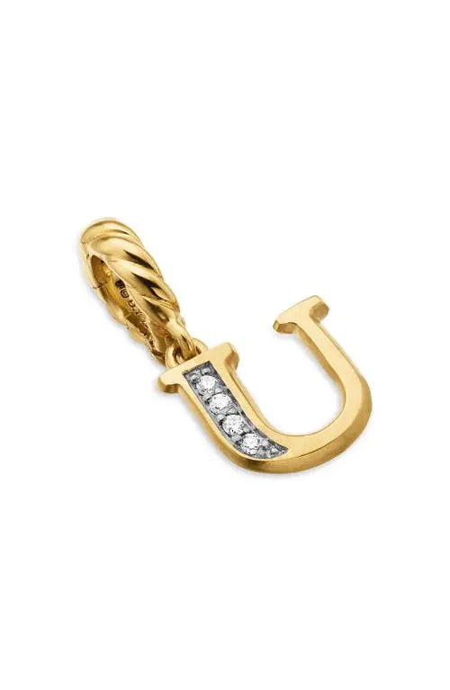 David Yurman 18k Yellow Gold Initial Pendant With Diamonds - 18k Yellow Gold - U