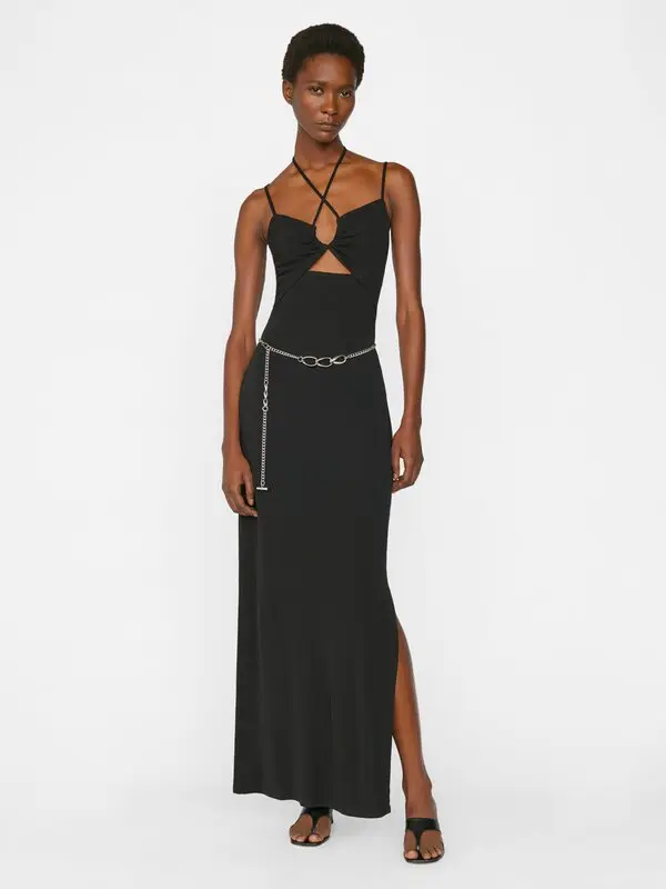 Frame Strappy Knit Dress - Noir | Editorialist
