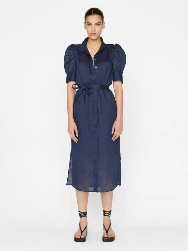 Frame Gillian Midi Dress - Navy | Editorialist