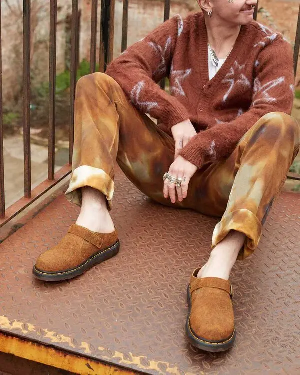 Dr. Martens Isham Marbled Suede Slingback Mules Sandals