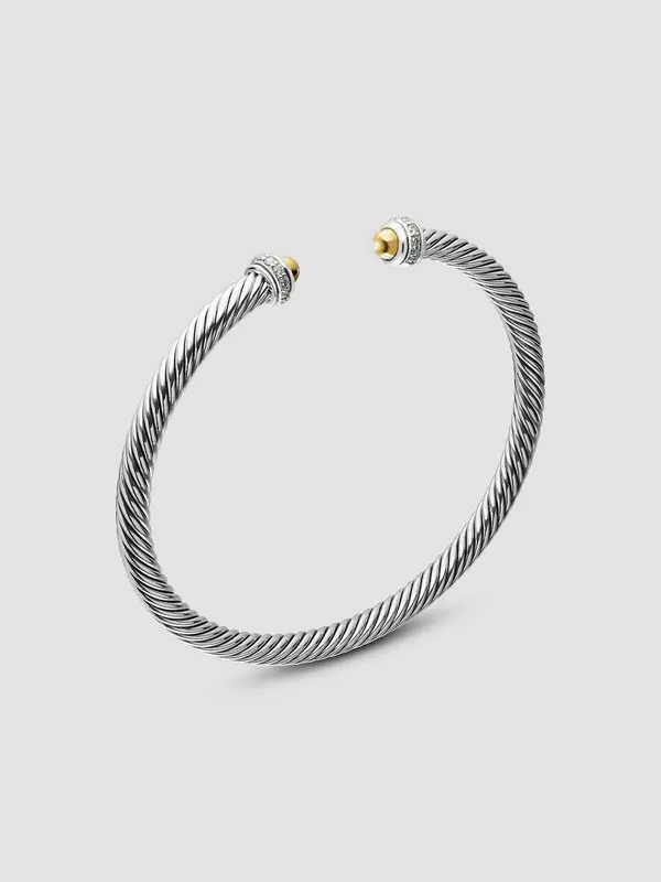 David Yurman Cable Classics Color Bracelet With 18k Yellow Gold Domes And Pavé Diamonds
