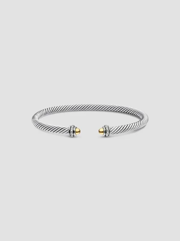 David Yurman Cable Classics Color Bracelet With 18k Yellow Gold Domes And Pavé Diamonds
