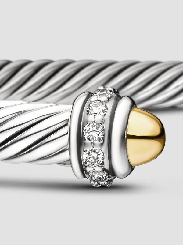 David Yurman Cable Classics Color Bracelet With 18k Yellow Gold Domes And Pavé Diamonds