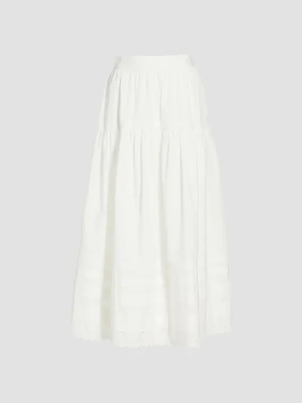 DÔEN Sebastiane Tiered Cotton Maxi Skirt - Powder