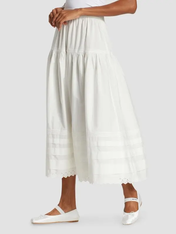 DÔEN Sebastiane Tiered Cotton Maxi Skirt - Powder