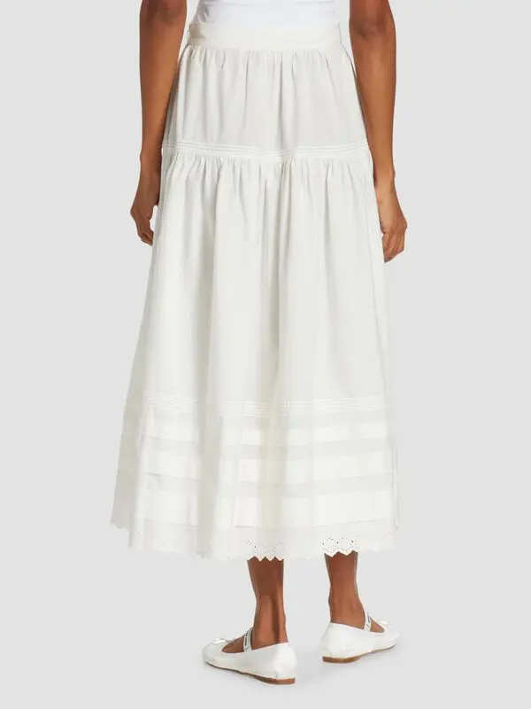 DÔEN Sebastiane Tiered Cotton Maxi Skirt - Powder